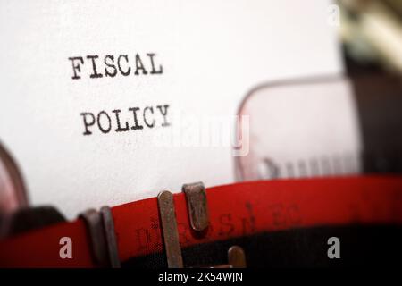 Fiscal policy text written with a typewriter Stock Photo - Alamy