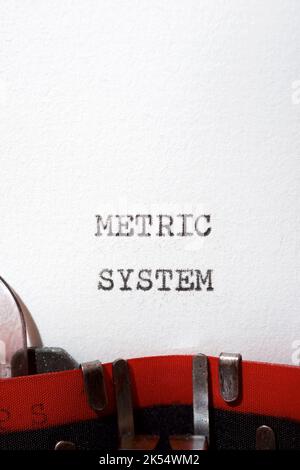 Metric system text written with a typewriter Stock Photo - Alamy