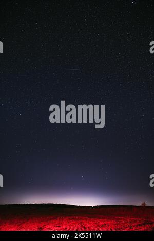 Amazing Beautiful Light Purpurea Illuminated Sky. Pink Light Effect ...