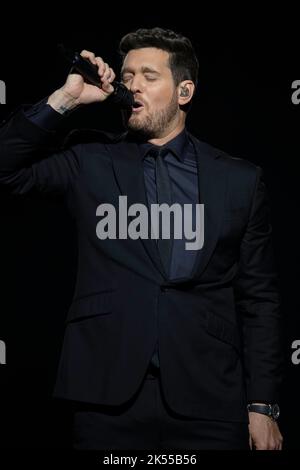 Calgary, Alberta, Canada, Michael Bublé performs on stage during his ...