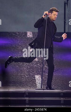 Calgary, Alberta, Canada, Michael Bublé performs on stage during his ...