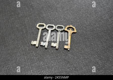 Many different old keys from different locks, in order in a line Stock ...