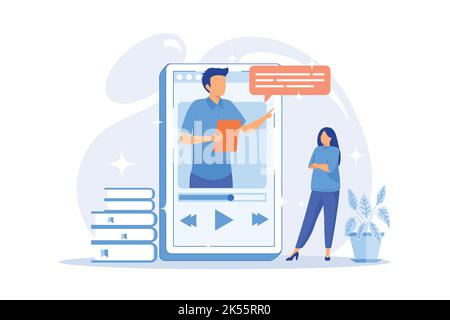 Video tutorial watching. Online lecture, Internet course, digital ...