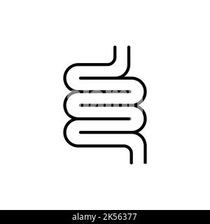 Human colon line icon. Large intestine, digestive tract organ, simple ...