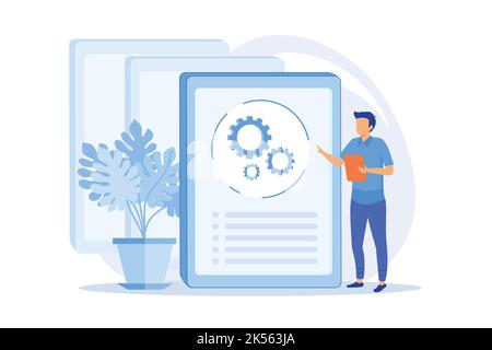 Instruction manual, guide. Document with cogwheel isolated design ...