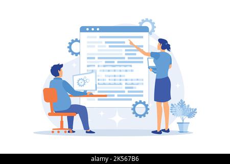 Programming teaching development flat character vector concept ...