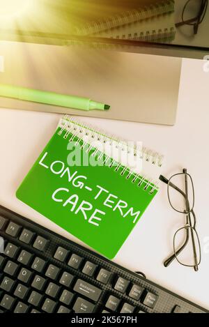 Sign displaying Assisted Living. Word Written on long-term care ...