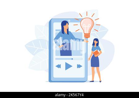 Video tutorial watching. Online lecture, Internet course, digital ...