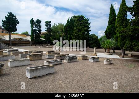 Ancient tombstones exhibited at the Roman Necropolis of Tarraco ...