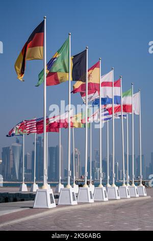 Flags of nations qualified for World Cup Qatar 2022 hoisted at Doha ...