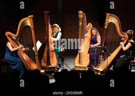 A 4 Girls 4 Harps concert in The Cut arts centre in Suffolk as part of ...