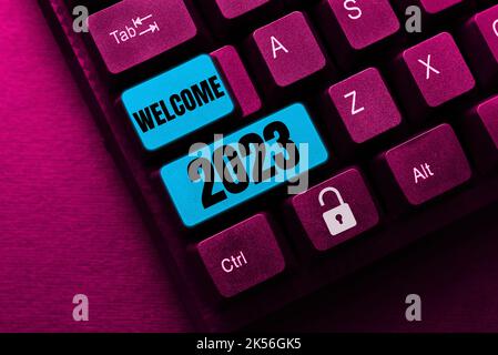 Conceptual caption Welcome 2023, Business overview New Year Celebration ...