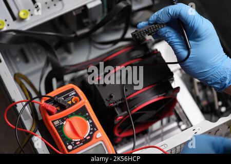 Components for personal computer and tester to check work Stock Photo ...