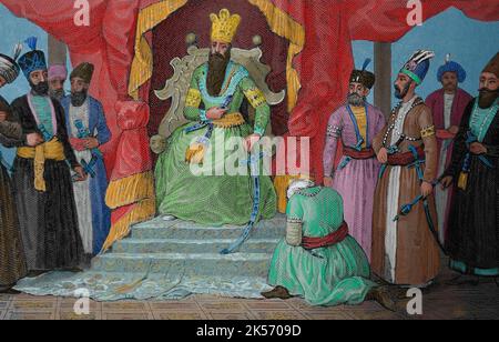 Ottoman Empire. Turkey. Sultan received in the courtroom of the Topkapi ...