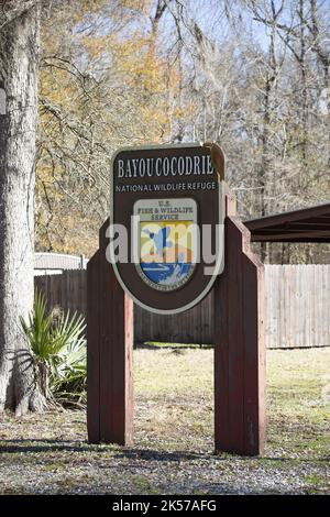 Bayou Cocodrie National Wildlife Refuge Entry Sign Stock Photo - Alamy
