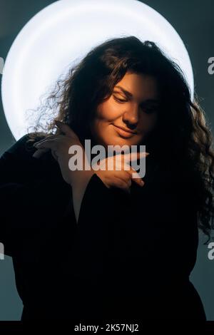 obese model portrait body positive smart woman Stock Photo - Alamy