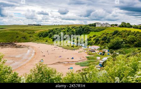 Beach Huts at Coldingham Bay, Berwickshire Scotland Stock Photo - Alamy
