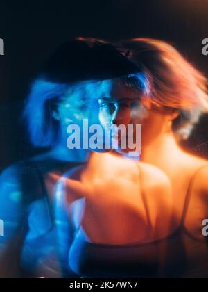 Woman with personality disorder, multiple exposure. Collage Stock Photo ...