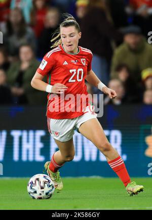 Cardiff, Wales, 6, October, 2022,Carrie Jones (Wales) (L) tackles Ena ...