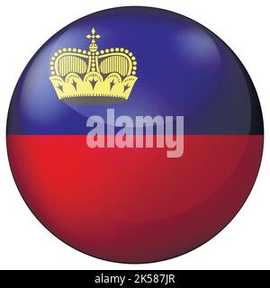 Glass light ball with flag of Liechtenstein. Round sphere, template ...