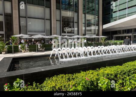 Water jets in front of Avra restaurant in Rockefeller Center, 2022, New ...
