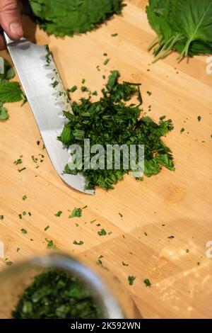 Shisho Leaves Being Chopped for Small Batch Brew Stock Photo - Alamy