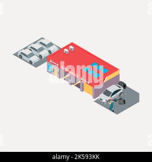 Auto repair shop clipart, 3D vehicle model illustration vector Stock ...