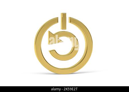 Golden 3d reset icon isolated on white background - 3D render Stock ...