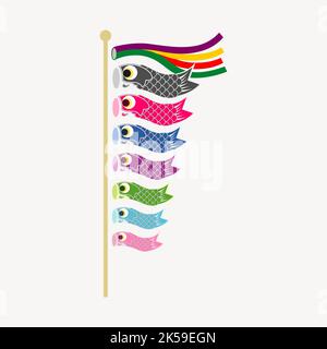 Koinobori carp streamer clipart, Japanese Children's day decoration ...