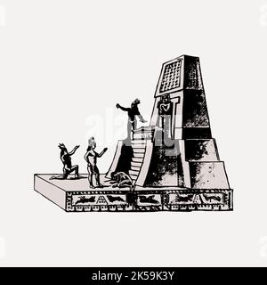 Aztec ritual drawing, vintage illustration vector Stock Vector Image ...
