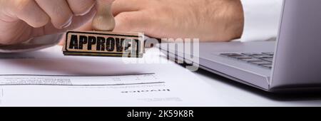 Approved Permit Stamp. Accounting Document Approve Work Stock Photo - Alamy