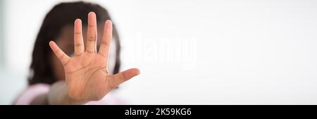 Stop African American Child Abuse. Hand Sign Stock Photo - Alamy