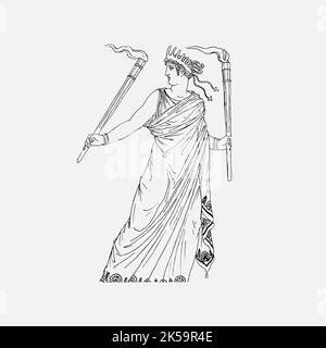 Greek woman clipart, drawing illustration vector Stock Vector Image ...
