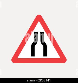 Narrow road sign clipart, illustration vector Stock Vector Image & Art ...