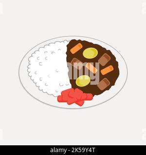 Japanese curry clipart, food illustration vector Stock Vector Image ...