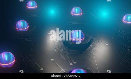 Quantum processor concept with quantum qubits circuit boards in layers ...