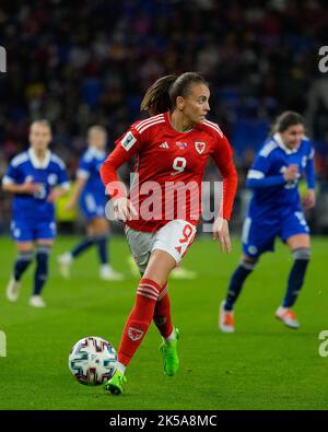 Wales' Kayleigh Green in action against Russia at Spytty Park in a FIFA ...