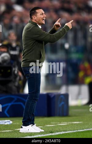 Turin, Italy . October 5, 2022, Barak Bakhar, head coach of Maccabi ...