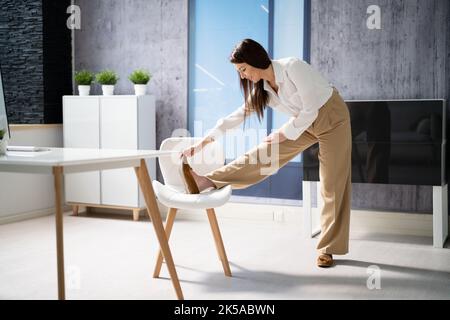 Standing Office Yoga Workout And Workout Near Business Computer Stock ...