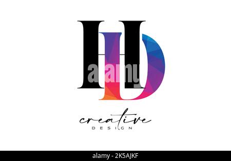 DH Letter Design with Creative Cut and Colorful Rainbow Texture. HD ...