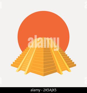 Mesoamerican pyramid collage element, cute illustration vector Stock ...