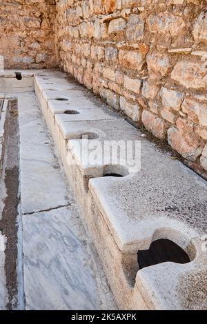 Archaeological ruins of ancient toilet structure in Caesarea, Israel ...
