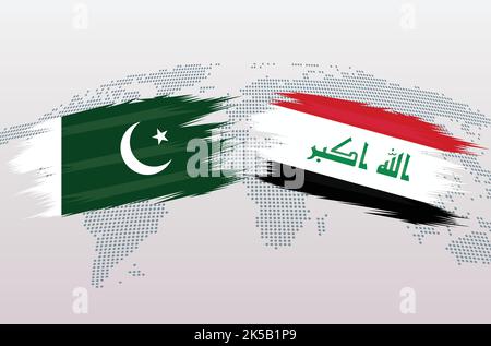 Map of Iraq and flags of Iraq on flag stand. Vector illustration for ...