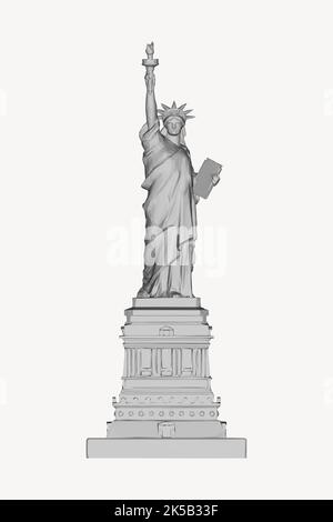 Statue of Liberty clipart, USA famous landmark illustration vector ...