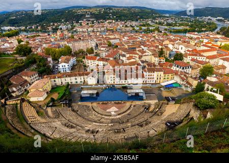 View of Vienne and the ancient theater (Isère, France) from the Mount ...