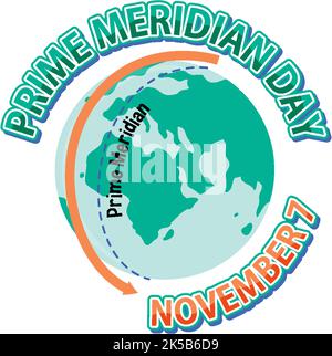 Prime meridian day text for poster or banner design illustration Stock ...