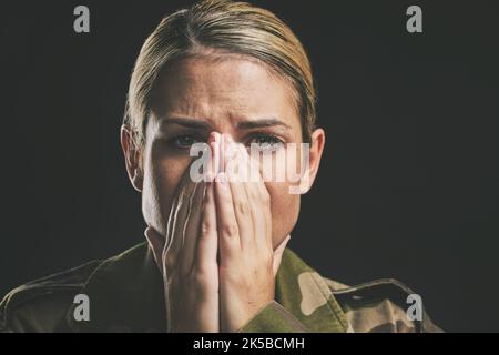 Black Military Woman With Mental Breakdown Crying At Therapy Session ...