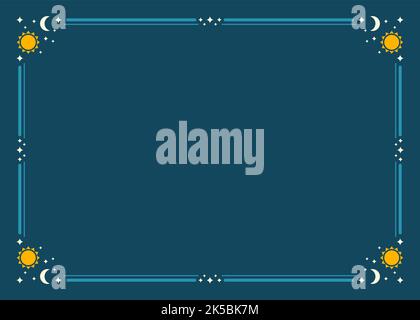 Elegant rectangular frame with sun, moon and stars. Festive design ...