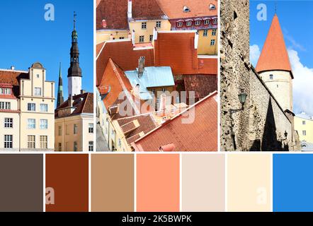 Color matching palette from images of Tallinn, Estonia. Historic Town ...