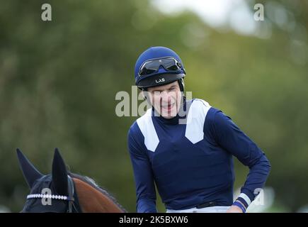 Robert Havlin celebrates winning the bet365 Fillies' Mile with ...